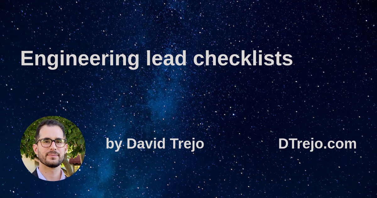 Engineering lead checklists